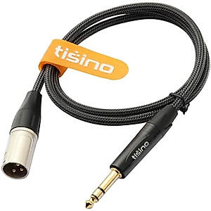 tisino 1/4" to XLR Cable, 6.35mm TRS to XLR Male Nylon Braid Quarter inch TRS to XLR Male Balanced Interconnect Microphone Cord Patch Cable - 10ft