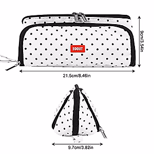 EOOUT Big Capacity Pencil Case Pencil Pouch Pen Bag Cute Aesthetic Organized Pen Case for School Stationery and Travel Cosmetics Storage (Black Dot)
