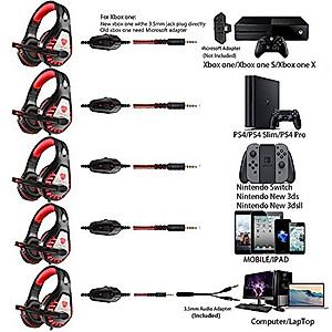 ENVEL Gaming Headset for PS4/PS5/Switch,Surround Sound Stereo Sound,Omnidirectional Microphone Vibration LED Light Compatible with Xbox One X S/PC/Laptop/Mac