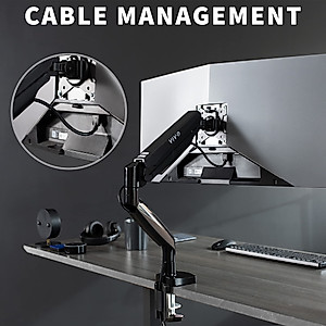 VIVO Premium Aluminum Heavy Duty Single Monitor Arm for Ultrawide Monitor up to 35 inches and 30.9 lbs, Desk Mount Stand, Pneumatic Height, Max VESA 100x100, Black, STAND-V101Q