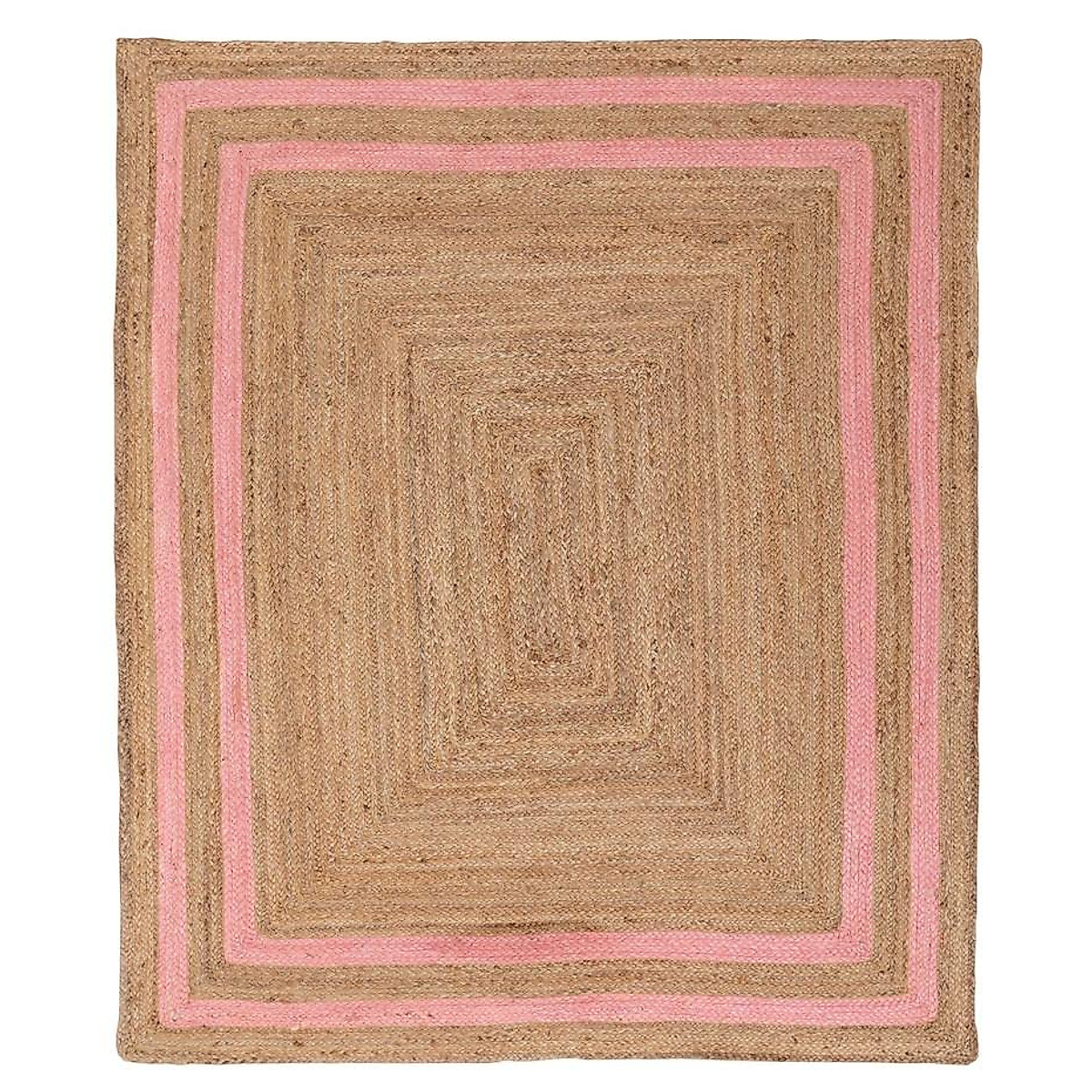 3x5 4x6 5x8 6x9 8x10 9x12 Ft. Indian Hand Braided Pink Stripes Jute Rectangle Handmade Rug Bohemian Jute Rug Round Jute Rug Office Sisal Rug (2x3 feet Jute Rug, Brown + Black Line)