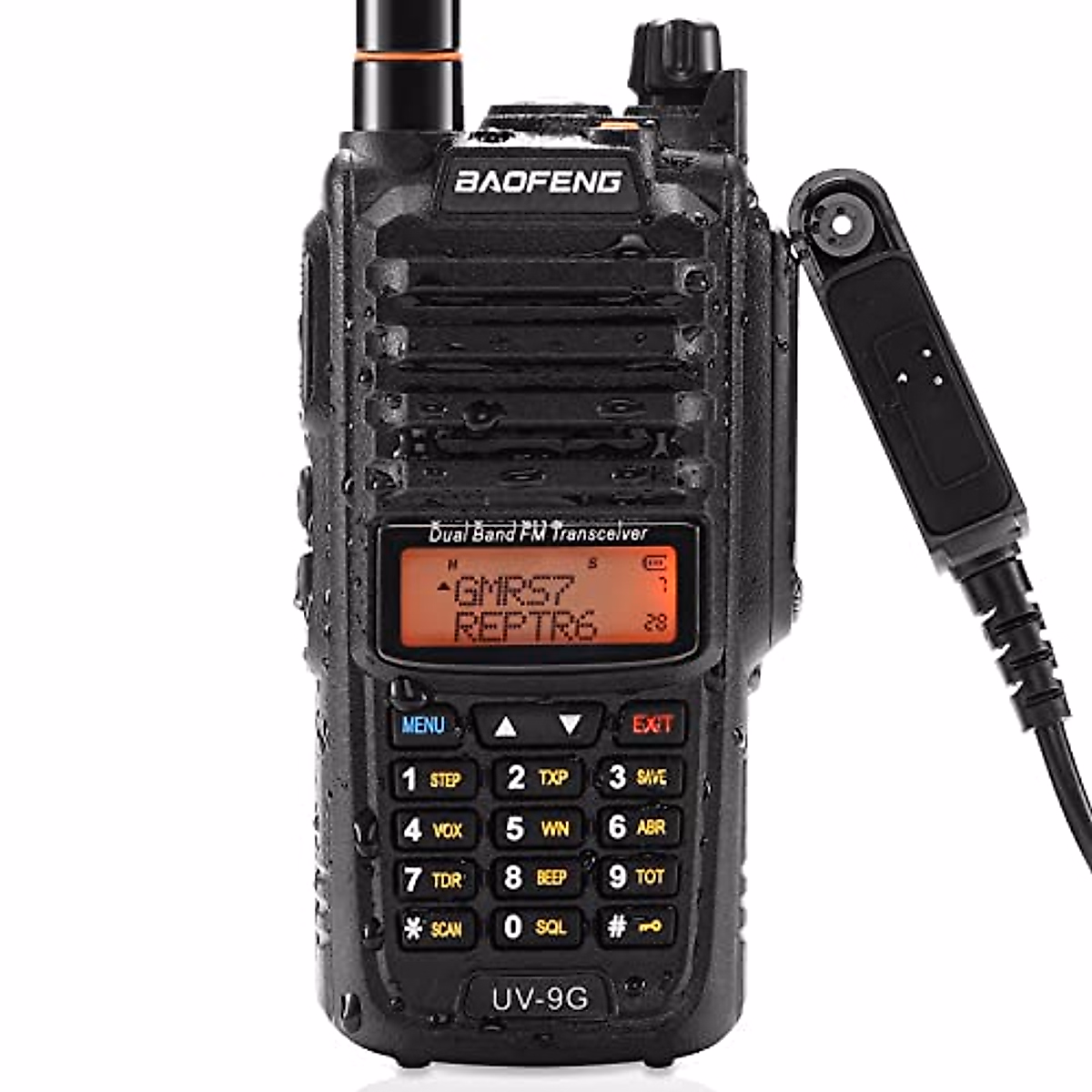 BAOFENG UV-9G GMRS Radio Waterproof IP67, Outdoors Two Way Radios Long Range Rechargeable, Handheld Dual Band NOAA Scanner, GMRS Repeater Capable, Programming Cable Included