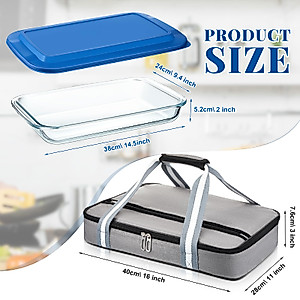 FoldTier Glass Casserole with Casserole Carrier 9 x 13 Inch Glass Baking Dish with Lid Insulated Bag for Hot or Cold Food Deep Casserole Dish for Oven for Potluck Party Picnic Cookouts