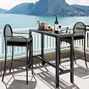 YITAHOME Outdoor Bar Table, 39" Narrow Bar Table, Durable Bar Height Table for Balcony, Patio, Garden, Yard, Poolside, Black