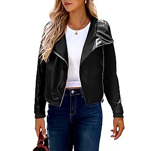 luvamia Zip Up Jacket Women's Leather Jacket Black Leathwr Jacket Women Black Pleather Jacket Women Black Jacket Women Black Jacket Women Zip Up Black Faux Leather Jacket Women Black large Size 12 14