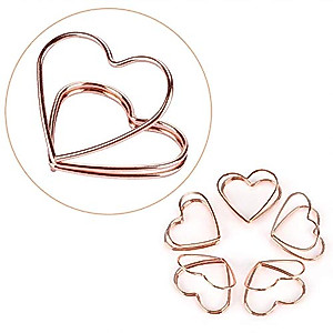 5pcs Paper Clips Rose Gold Color Metal Electroplating Heart Shape Page Marker Funny Bookmark Clip for Office Supplier School Student