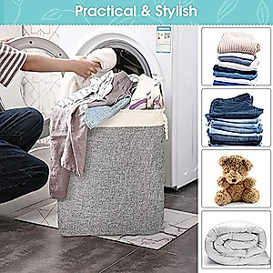 Laundry Basket of the Collapsible Linen,Laundry Hamper with Rope Handles Built-in Lining with Foldable Brackets Laundry Storage Baskets for Bathroom,Toys and Clothing Organization