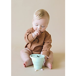 otterlove Collapsable Silicone Snack Container with Attachable Lid | 100% Pure LFGB Platinum Silicone with No Fillers | Snack Cup (2 Pack - Sage & Very Peri)