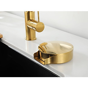 AguaStella ASR01GS Brushed Gold Metal Glass Rinser for Kitchen Sink with Cover, Kitchen Sink Cup Riner, Bar Glass Rinser, Kitchen Sink and Bar Sink Accessory