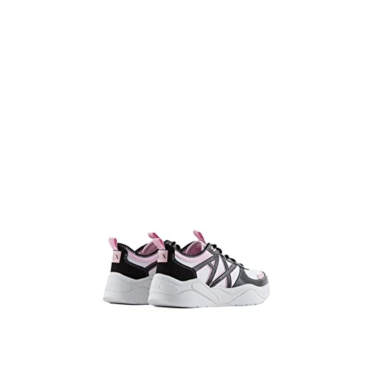 A|X ARMANI EXCHANGE Women's Cher Chunky Logo Sneakers, Optic White + Black, 10.5