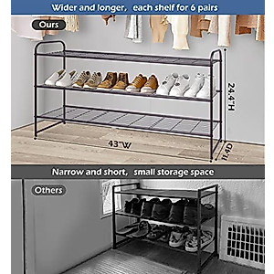 KEETDY Long 3 Tier Shoe Rack and 2-Tier Long Shoe Rack for Closet Entryway