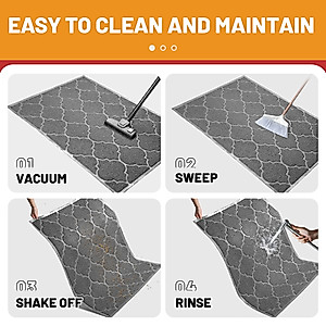 Cosyearn Large Door Mats,46x35 Inches XL Jumbo Size Outdoor Indoor Entrance Doormat, Waterproof, Easy Clean, Entryway Rug,Front Doormat Inside Outside Non Slip (Grey)