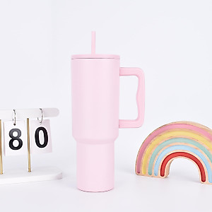 Sanilinwild 40 oz Tumbler with Handle Straw and Accessories, Drop & Abrasion Resistant, Vacuum Double-Layer Insulation, Ideal for Camping, Fitness, Outdoor Use