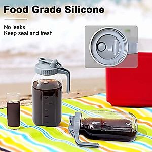 32 oz Pitcher Mason Jar - Heavy Duty Wide Mouth Jar with Flip Cap Lid and Pour Spout - Airtight Seal for Freshness and Convenience - Great for Cold Beverages, Breast Milk, and Home Entertaining