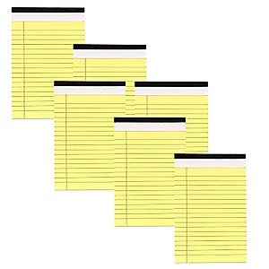Jr. Legal pad, Small Note Pads Legal Ruled Writing Pad. Perforated Edge. 5" X 8" Canary Yellow, Universal, 50 sheets per Pad (Pack of 6)