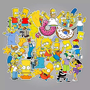 Simpson Family Vinyl Waterproof Stickers 50pcs Pack Computer Car Skateboard Motorcycle Bicycle Luggage Guitar Bike Decal Best Gift for Kids (Simpson Family)