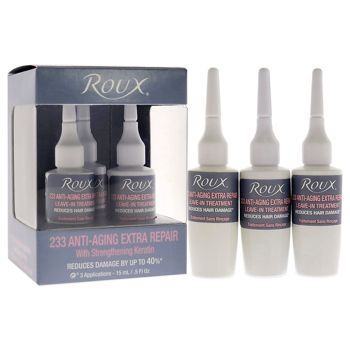 Roux 233 Anti-Aging Extra Repair, Leave In Treatment with Strengthening Keratin, 3 Applications per Box