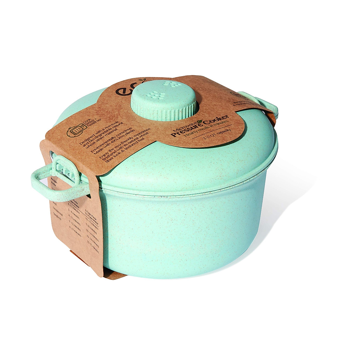Handy Gourmet Eco Friendly Microwave Pressure Cooker - Easy Microwave Cooking - Easy & Fast Microwave Cookware for Rice, Chicken, Pasta, and More - Non-Toxic & Bio-degradable Material (Teal)