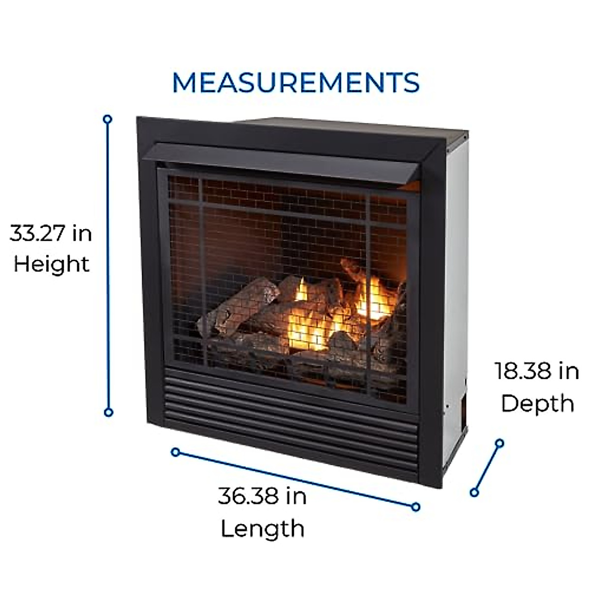 Duluth Forge Dual Fuel Ventless Gas Fireplace Insert, Remote Control, 9 Fire Logs, Use with Natural Gas or Liquid Propane, 32000 BTU, Heats up to 1500 Sq. Ft., Black
