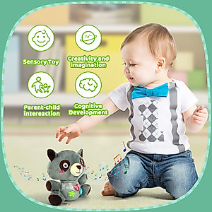 Vanmor Plush Racoon Baby Toys - Newborn Baby Musical Toys for Baby 0 to 36 Months - Stuffed Animal Light Up Baby Toys for Infants Babies Boys & Girls Toddlers 0 3 6 9 12 Month