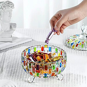 HSKIE Colorful Crystal candy jars Candy jars with lids christmas candy jar Candy containers cute candy jar glass jar with lid-24 oz