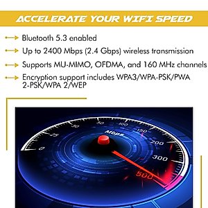 HighZer0 Electronics AX1675x Killer Series Upgraded WiFi 6E Adapter | Gaming WiFi Adapter | M.2 Wifi Card | 2.4 Gbps WiFi for PC | Supports Bluetooth 5.3 & Intel, AMD with Windows 10+, Linux (AX1675x)