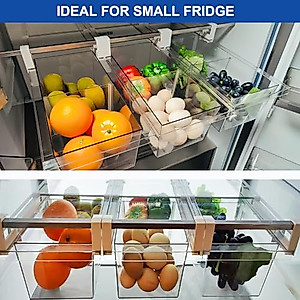 LALASTAR Upgraded Fridge Organizer Drawers, 2-PACK Refrigerator Organization and Storage, Mini Fridge Storage Containers with Handle, Adjustable Length 13.8"-21.4" (with Divider)