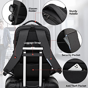 DUSLANG Travel Laptop Backpack Business Work Anti Theft Slim Durable Colleague Backpack with USB Charging Port Fits 17/ 15.6/ 14 / 13 Inch Laptop Bookbag for Boys Girls Man Woman