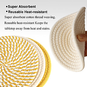 KAKAMAY Pot Holders for Kitchen Trivet Set 100% Cotton Thread Weave(Set of 3),Hot Pads for Kitchen Trivets for Hot Dishes Hot Pots and Pans by Diameter 7 Inch Yellow