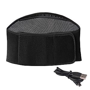 Back Heating Waist Pad, Electric Waist Support Vibration Massage Lower Back Pain Lumbar Spine Cramps Relief-USB Lumbar Heating Pad Warm Therapy Waist Belt Black