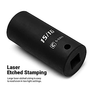 Capri Tools CP53254 9/16-Inch Deep Impact Socket, 3/8-Inch Drive, 6-Point, SAE