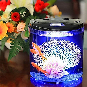 YCTECH 1.2 Gallon Betta Aquarium Starter Kits Fish Tank with LED Light and Filter Pump Black (320black)