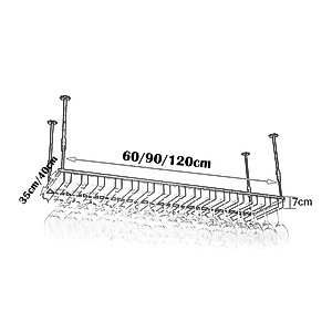 FKRACK Wine Glass Holder Ceiling Mounted Wine Glass Hanging Rack Industrial Height Adjustable Wine Glass Shelf (Color : Black, Size : 120×40cm)