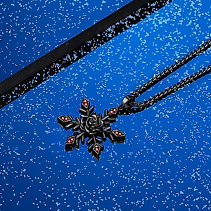 beautlace Snowflake Rose Flower Necklaces Black Gun Plated Santa Claus Snowman Pendant Rose Flower Necklace Christmas Jewelry Gifts for Women KP0223K
