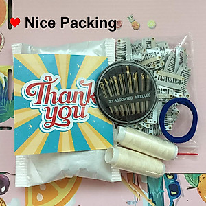 50pcs Hair Extensions Clips U-Shape Stainless Steel Snap Clips for Wigs and Hair Extensions and Hairpieces 30 Assorted Sewing Needles and 2 Rolls Thread (Blonde)