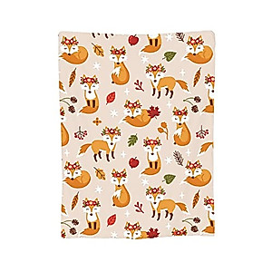 Cute Fox Blanket Soft Fleece Throw Blanket Cozy Fuzzy Warm Flannel Plush Throw Blankets for Couch Bed Sofa All Season Gift 50"X40"