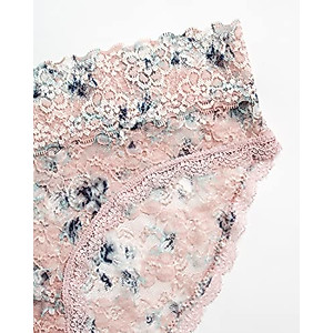 Jessica Simpson Women's Hipster Underwear - 5 Pack Microfiber Lace Trim No Show Seamless Panties, (Sizes: S-XL), Size Medium, Mauve/Angel Wing/Indigo/Blue