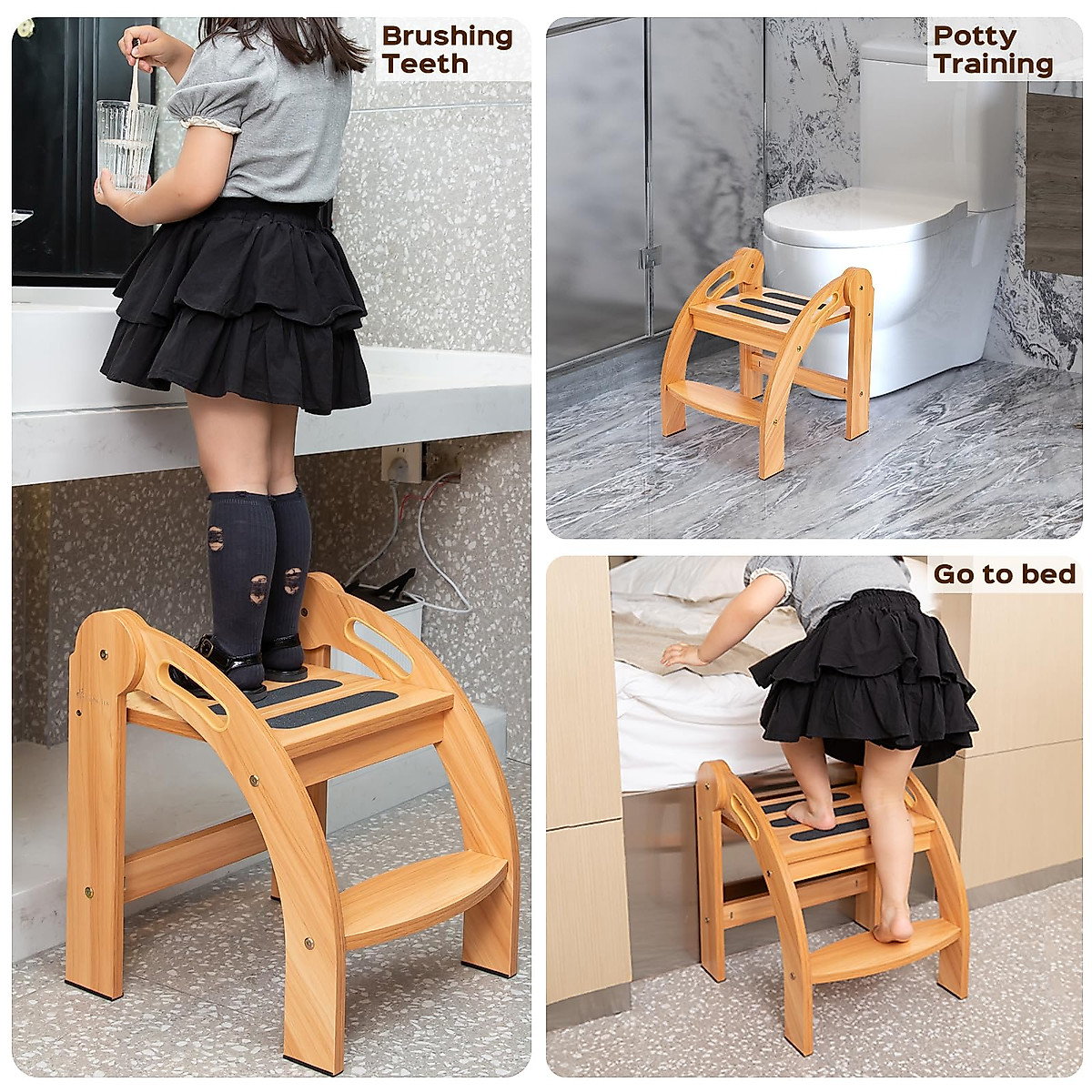 StrongTek Kids Kitchen Step Stool with Pulley - Toddler Learning Tower and Kitchen Helper Stool for Toddlers, Featuring a Removable Rod and Dual-Purpose Blackboard, Promotes Engagement