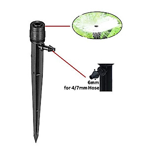 Lxcom Lighting Irrigation Drippers Drip Emitters Micro Spray Adjustable 360 Degree Full Circle Pattern Water Flow Irrigation Drippers Drip System Parts Drip Irrigation, 50 Pack(Black)