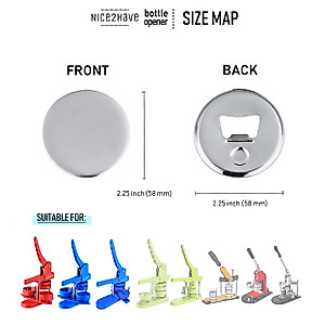 Nice2Have 25 Sets of Bottle Opener Button Parts 2.25 inch (58mm) - Button Maker Supplies for Button Maker Machine