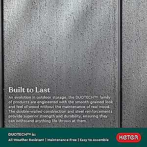 Keter Denali 30 Gallon Resin Deck Box for Patio Furniture, Pool Accessories, and Storage for Outdoor Toys, Grey/Black