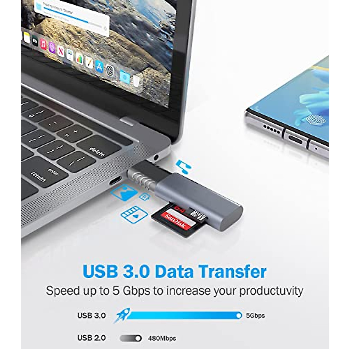 USB to USB C Adapter [2 Pack], USB C Adapter, USB C Male to USB3 Female Adapter Data Transfer,USB Type C to USB Adapter Compatible with MacBook & iPad Pro, More Type C and Thunderbolt 3 Devices, Black