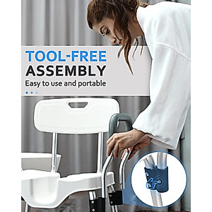 Sangohe Shower Chair - Shower Chair for Inside Shower - U-Shape Seat Heavy Duty Shower Chair - Shower Chair with Arms for Handicap - Wide Shower Seats for Elderly - Shower Chair for Bathtub, 796E