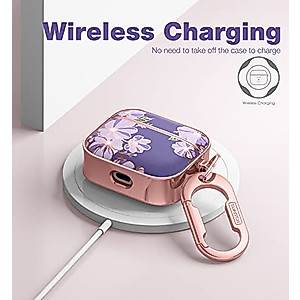 SURITCH Protective Case for AirPods 3rd Generation with Keychain, Cover for Apple AirPod Gen 3 Earbuds Support Wireless Charge Shockproof Stylish Cute for Women Girls, Purple Cosmos