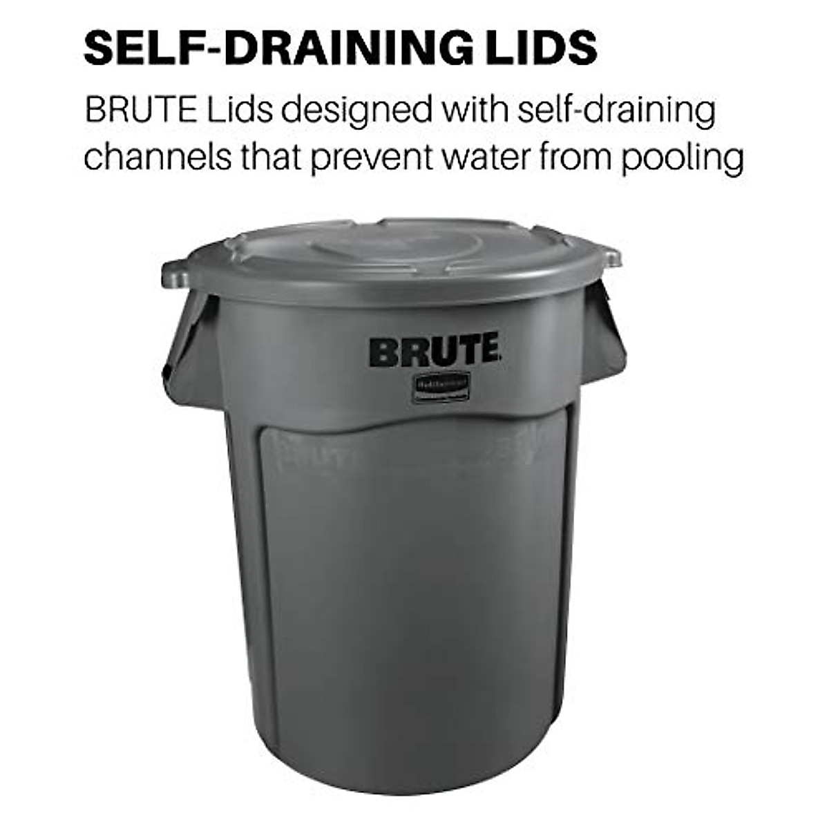 Rubbermaid Commercial Products BRUTE Heavy-Duty Trash/Garbage Can Lid, White, Compatible with 44-Gallon BRUTE Container, Pack of 4