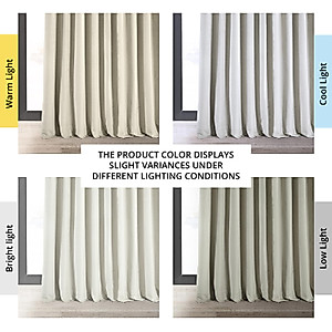 HPD Half Price Drapes Signature Velvet Thermal Blackout Curtains for Living Room 120 Inch Long (1 Panel) Rod Pocket Insulated Blackout Curtains for Bedroom Window Curtains, 100W x 120L, Off White
