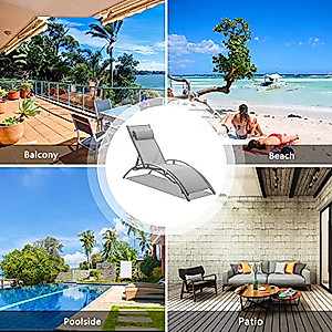 Outdoor Patio Chaise Lounge Chair Set of 2,5 Adjustable Backrest Sun Recliner Chair with Removable Pillow Suitable for Poolside,Garden,Balcony,Beach,Yard