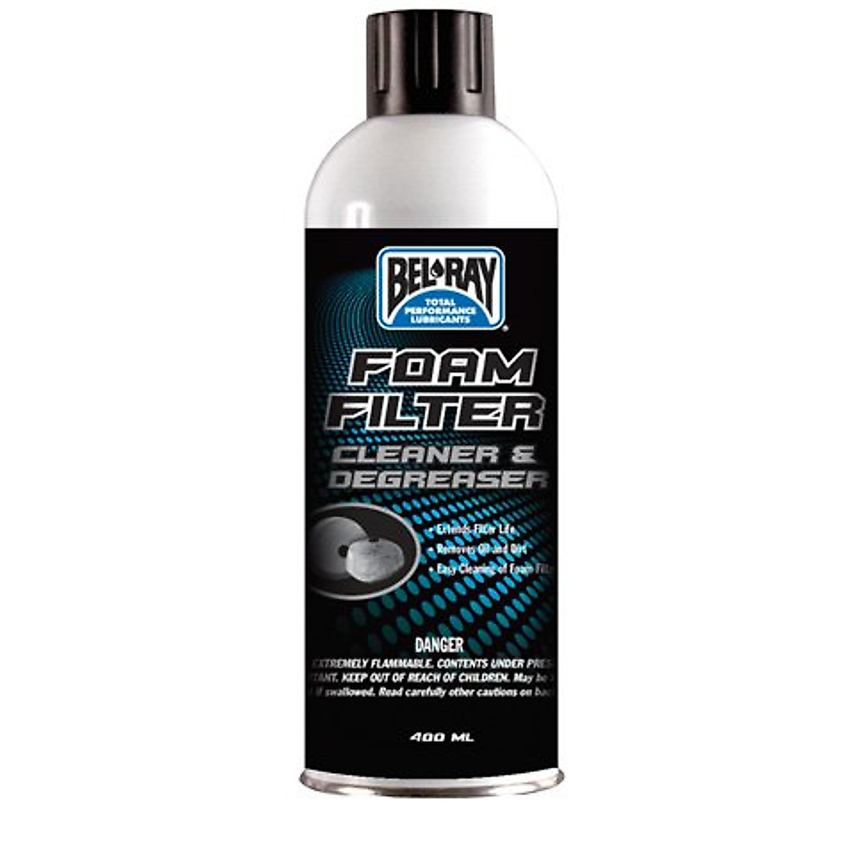 BEL-RAY FOAM FILTER CLEANER & DEGREASER AEROSOL (400 ML), Manufacturer: BEL-RAY, Manufacturer Part Number: 99180-A400W-AD, Stock Photo - Actual parts may vary.
