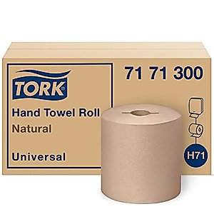 Tork Hand Towel Roll, Natural, Universal, H71, Large, 100% Recycled, 1-Ply, White, 6 Rolls x 800 ft, 7171300