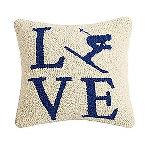 Peking Handicraft 31JES1712C12SQ Love Ski Hook Pillow, 12-inch Square, Wool and Cotton